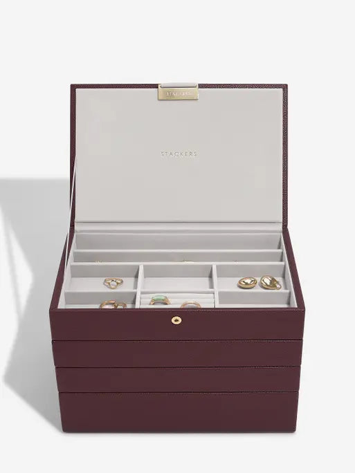 Stackers Classic Jewellery Box Set of 4 Burgundy - Mystackers